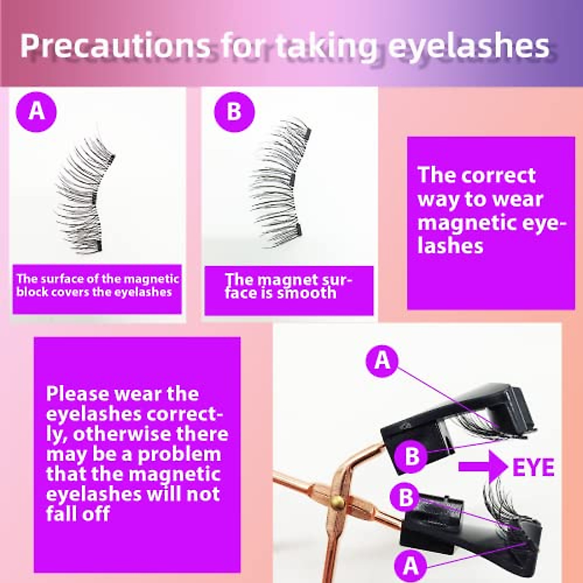 Magnetic Eyelashes without Eyeliner, Reusable Dual Magnetic lashes with 4 Pair, Looking Natural No Glue 3D False Eyelashes Kit with Applicator, Fake Lashes Extension, Easy to Wear (3)