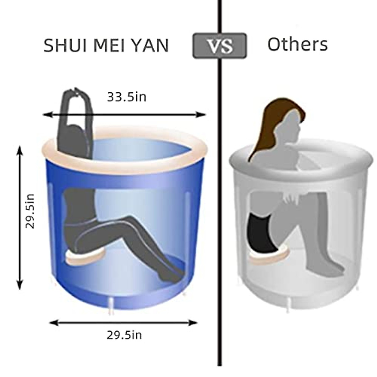 SHUIMEIYAN Large Ice Bath Tub for Athletes Outdoor Portable Free-standing Bathtub for Adults Cold Water Therapy Tub for Recovery Cold Plunge Tub (8209 navy-29.5"Φ x 29.5"H)