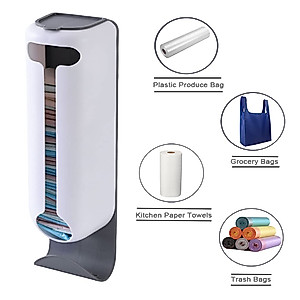 Obsoorth Wall Mounted Plastic Bag Holder Lightweight AdhesiveLarge Capacity Easy-Access Opening Grocery Bag Storage Dispenser for Kitchen Bathroom Office