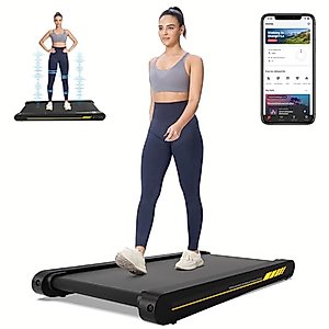 Walking Pad Treadmill with APP, 3 in 1 Under Desk Treadmill, 2.5HP Low Noise Walking Vibration Pad with Remote Control,Portable Treadmill for Home Office, Yellow