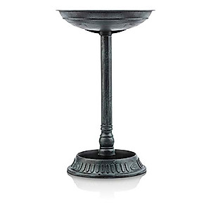 Alpine Corporation TIZ112 Alpine Plastic Outdoor Decor for Garden, Patio, Deck, Porch-Green Birdbath with Planter Pedestal, 25 Inch Tall, 15"L x 15"W x 25"H, Turquoise