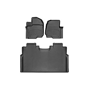 WeatherTech FloorLiner HP Custom Fit Floor Mats for Ford F-150, F-150 Raptor, F-150 Lightning (Crew Cab, Bucket Seats) w/o Fold Flat Storage - 1st & 2nd Row (44697-1-2IM), Black