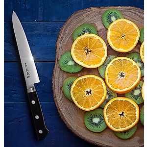 MASAMOTO VG Japanese Petty Knife 5" (120mm) Professional Kitchen Small Utility Knife, Ultra Sharp Japanese Stainless Steel Blade, Duracon Handle, Made in JAPAN