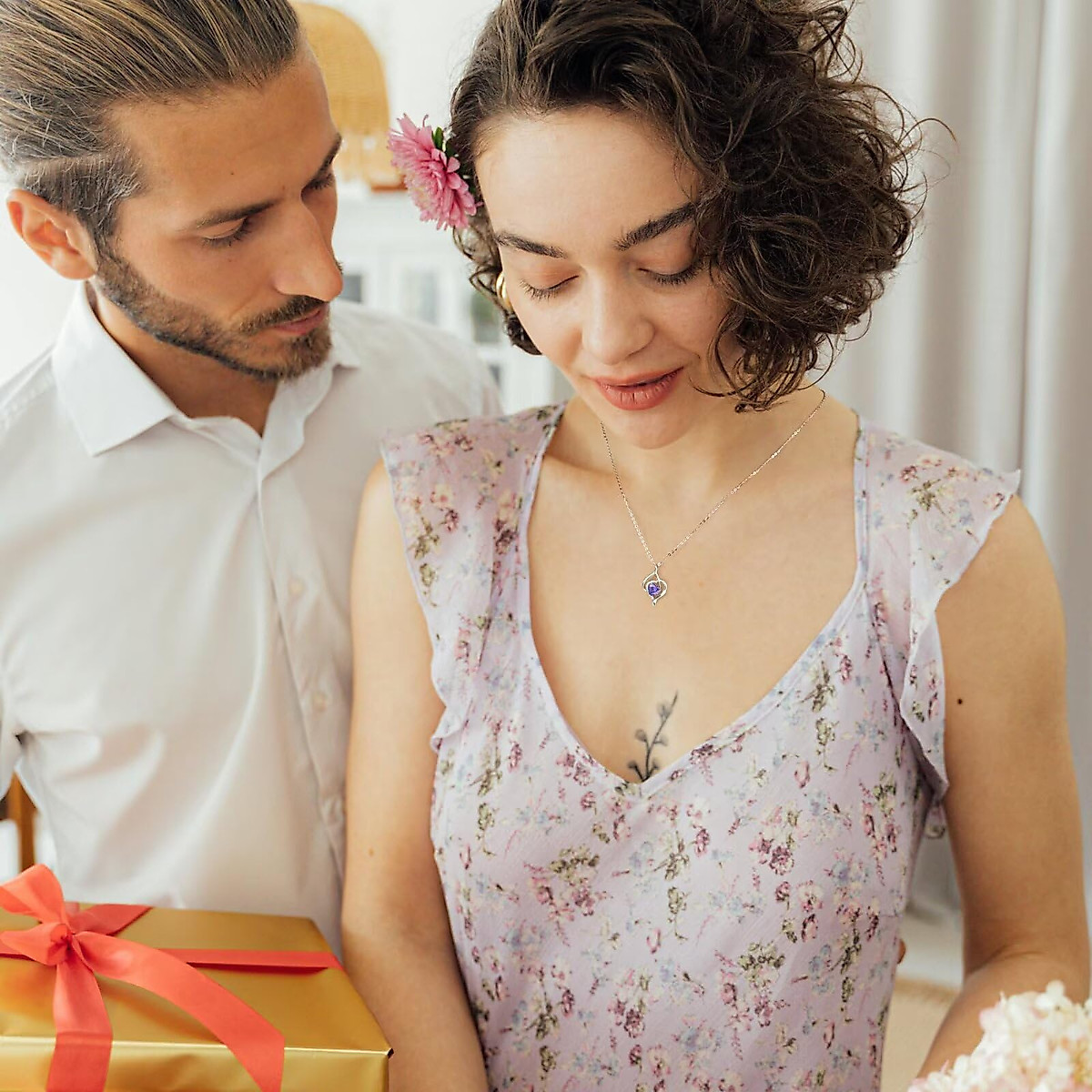 Iefil Birthstone Necklaces for Women - Anniversary Birthday Gifts for Women, Citrine Heart Necklace, November 925 Sterling Silver Rose Heart Birthstone Necklace for Women, Jewelry Gifts for Her Wife