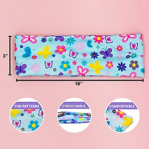FROG SAC 3 Wide Headbands for Girls, Elastic Hair Bands for Kids, Soft Fabric Stretch Hair Accessories for Children, Cute Sports Yoga Girl Headband (Unicorn/Butterfly/Princess)