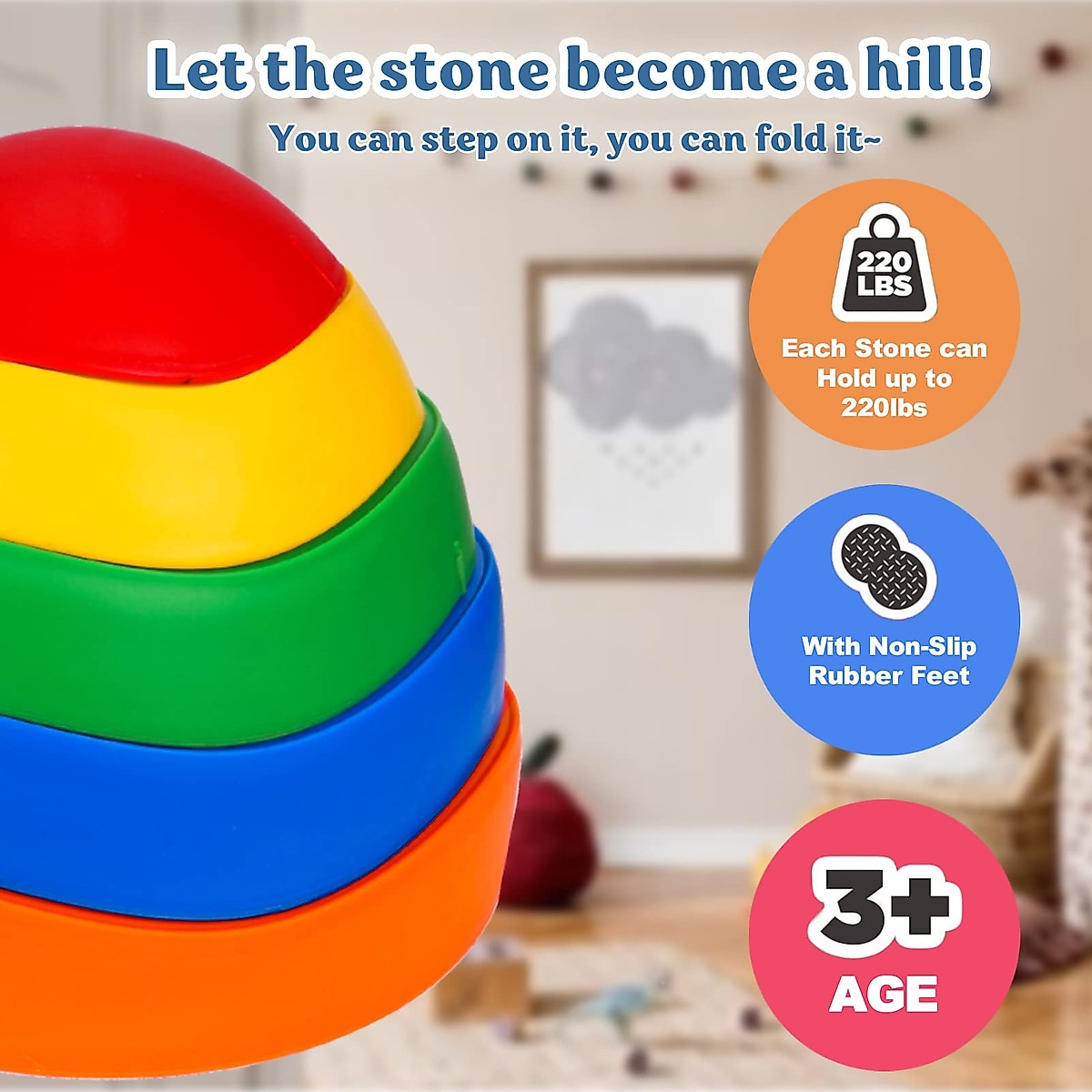 Premkid Stepping Stones for Kids, Set of 5 Pcs Balance Beam for Promote Coordination, Kids Outdoor Play Equipment, Indoor & Outdoor Toddler Sensory Toys, Obstacle Course for Kids Ages 3 Years and Up