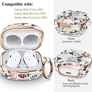 Happypapa Case for Samsung Galaxy Buds2 Pro (2022)/ Galaxy Buds 2 (2021)/ Galaxy Buds Pro (2021)/ Galaxy Buds Live (2020) for Women Girls Kids Men Full Protective Case Cover (Flowers Berries)