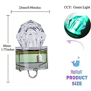 LED Fishing Light Underwater Deep Drop Lights Waterproof Diamond Tubular Underwater Fishing Lure Light Attractants for Tuna Swordfish, 10 Pack