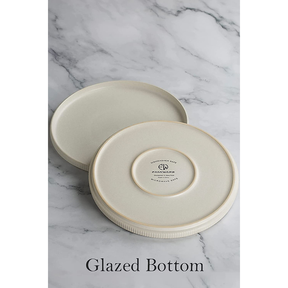 Famiware Star Dinnerware Sets, Plates and Bowls Set for 4, 12 Piece Dish Set, Full Glaze Matte White