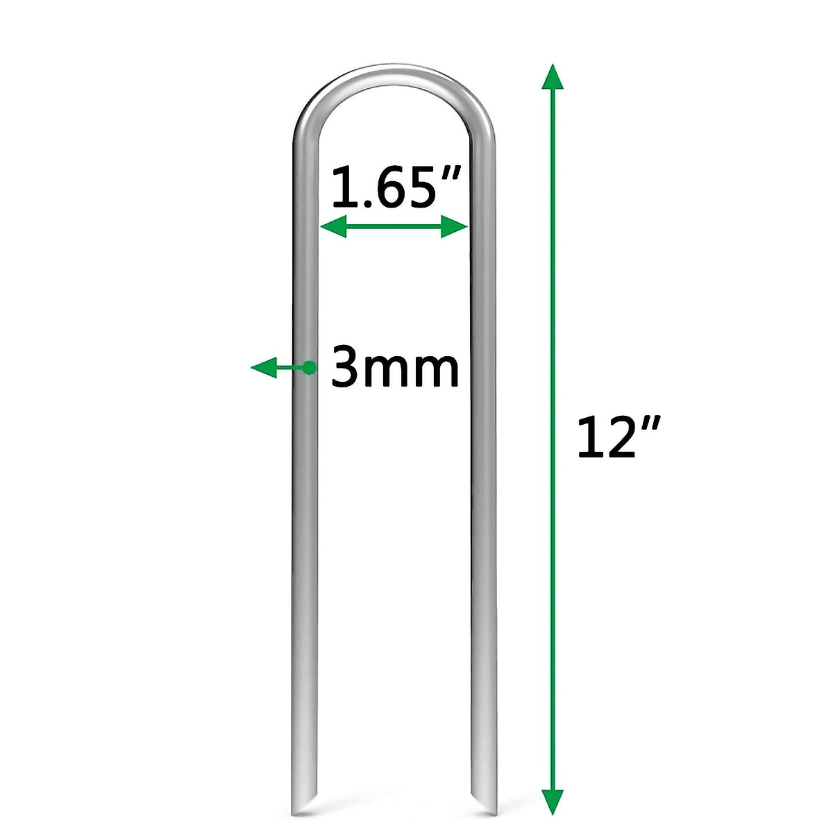 MySit 25 Pack 12 Inch Garden Stakes Heavy Duty 11 Gauge Galvanized Yard Staples U Pegs Fences Drip Irrigation Securing Stakes 1/2-Inch to 1-5/8-Inch Loop Stake for Anchoring Lawn Drippers Soaker Hose