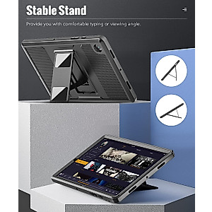 MoKo Case Fits Samsung Galaxy Tab A8 10.5 Inch 2022 (SM-X200/SM-X205/SM-X207), Shockproof Full Body Rugged Stand Back Cover Built-in Screen Protector Fit Galaxy Tab A8 10.5" 2022 Tablet, Black