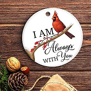 Sympathy Christmas Tree Decorations - 2023 Christmas Ornament - Christmas Sympathy Gifts, Memorial Gifts for The Loss of A Loved One, Christmas Decorations, Cardinal Always with You Ceramic Ornament