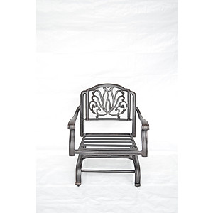 Elizabeth Outdoor Patio 4 Club Rocker Chairs Spring Base Cast Aluminum Dark Bronze (Walnut)