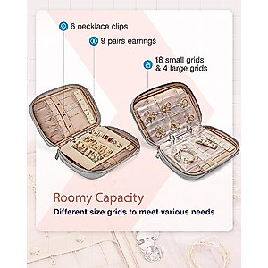 BAGSMART Jewelry Travel Organizer Case for Home Jewelry Organizer Storage Ring Binder Clear Bags Zipper Rolls Pouch for Necklaces, Earrings, Rings, Bracelets, Grey