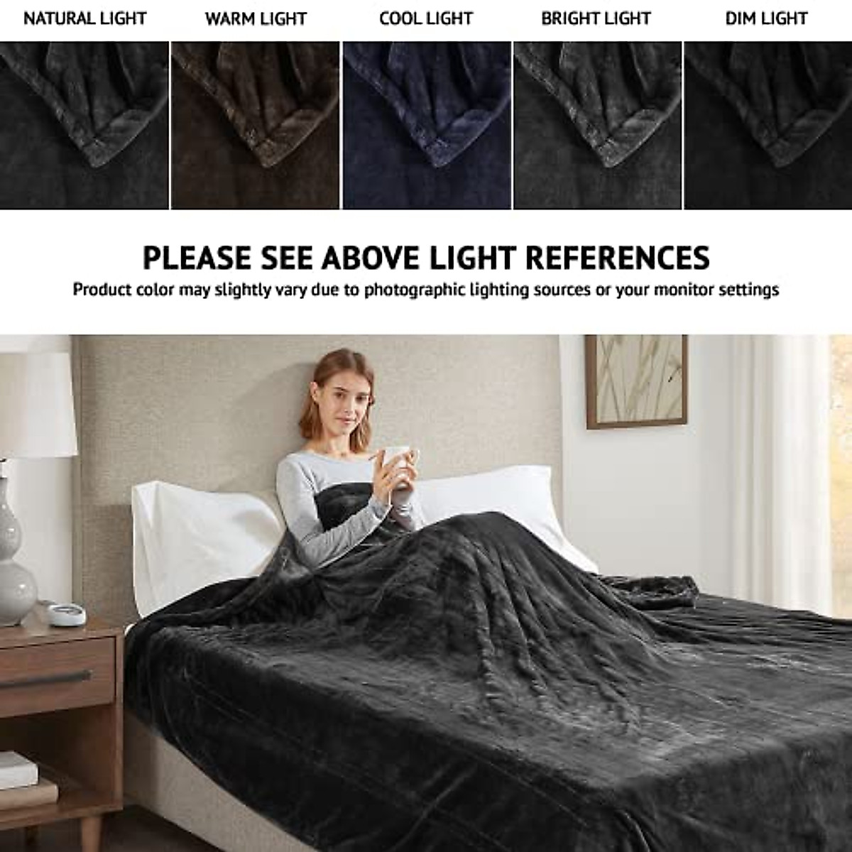 Beautyrest Heated Electric Blanket for Cold Weather, Fast Heating Heated Blanket, Auto Shut Off, Virtually Zero EMF, Multi Heat Setting, UL Certified, Black Full (84 inx80 in)