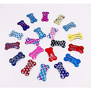 PET SHOW Cute 1" Small Bone Snap Hair Clips Pet Grooming Products Dog Cat Puppy Hair Accessories Random Color Pack of 20