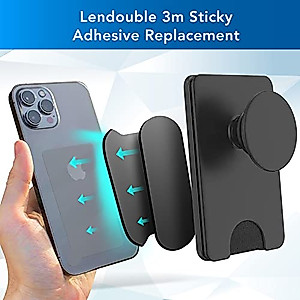8Pcs Sticky Adhesive Replacement for Socket Wallet+ Back, 3M VHB Strong Sticker Pad for Pops Wallet Card Holder Base, Phone Wallet Plus Removable Double Sided Strip Tape for iPhone 14 Pro Max & Case