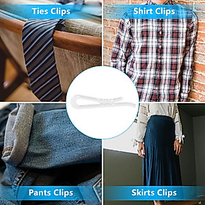 SHRJ 300Pcs Plastic Alligator Clip U Shape Clothespins Transparent Shirt Fixing for Ties Socks Pants Skirts, Hold Garments in Place, 1.5inch/38mm