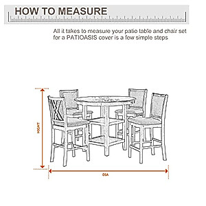 PATIOASIS Waterproof Patio 4-6 Piece Chairs and Round Table Cover 76'' Dia All Weather Proof 600D Oxford Gray Outdoor Furniture Cover for Round Table