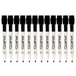 Quartet Dry Erase Markers, Whiteboard Markers, Fine Tip, ReWritables, Mini, Magnetic, Black, 12 Pack (48170)