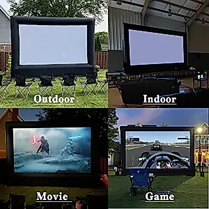 OZIS 25Ft Inflatable Outdoor and Indoor Movie Projector Screen - Blow up Mega Cinema Theater Projector Screen with 450W Blower - Supports Front and Rear Projection - for Backyard Party Barbecue Travel
