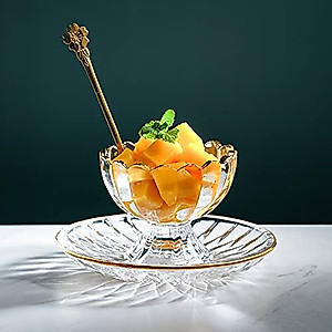 Ice Cream Bowl Glass Dessert Cup Small Cute Footed Clear Glass Ice Cream Cups with Phnom Penh Perfect for Ice Cream Dessert Smoothie Milkshake Fruit Salad,5oz