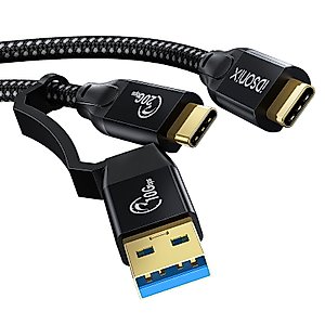USB C to USB C Cable, USB 3.2 Gen2x2 20Gpbs for Thunderbolt 3, 2 in 1 USB C to USB A/C Cable with 4K@60HZ, PD 100W for Samsung Galaxy S22/S22+,S21/S21+ MacBook iPad Laptops Switch and More