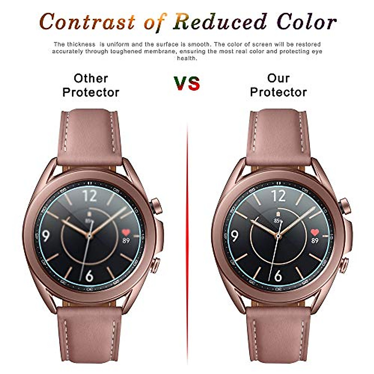 Suoman 4-Pack for Samsung Galaxy Watch 3 41mm Screen Protector Tempered Glass for Galaxy Watch 3 41mm [2.5D 9H Hardness] [Anti-Scratch] [Perfectly Fit]