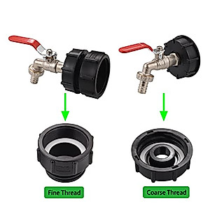 Wantmatch 275-330 Gallon IBC Tote Tank Adapter, Fine Thread + Brass Spigot faucet,Replacement Valve Fitting for Garden Hose Connection to IBC Tote