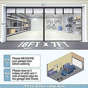 Golkcurx Garage Door Screen for 2 Car 16x7FT Garage Doors, Heavy Duty Weighted Bottom, Self-Sealing Fiberglass Mesh, Easy Assembly & Pass,Hands Free Magnetic Garage Door Screen,Black