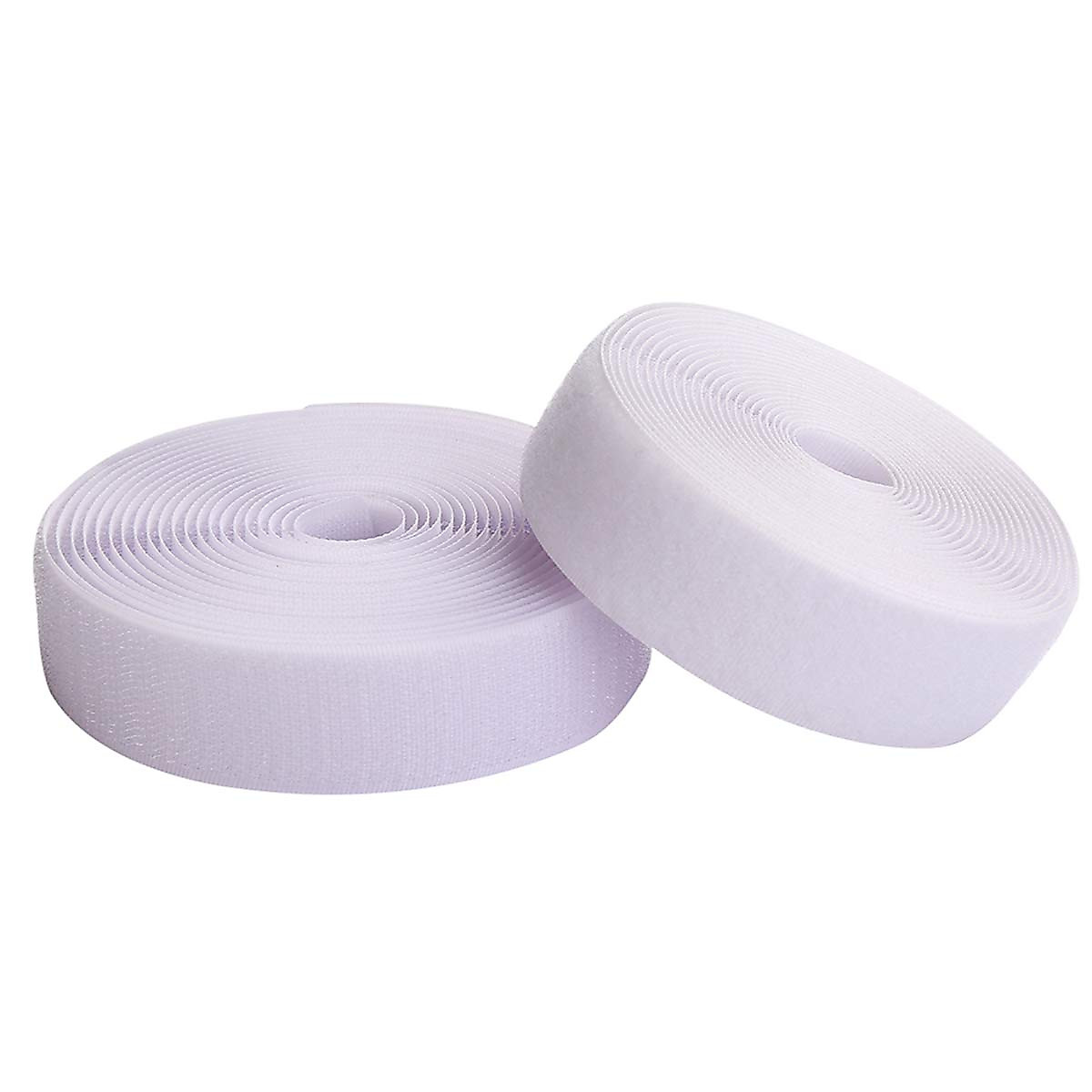 Sew on Hook and Loop Style 3/4 Inch Non-Adhesive Back Nylon Strips Fabric Fastener Non-Adhesive Interlocking Tape White,12.6 Yard