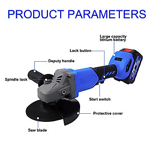 Cordless Angle Grinder, Polishing and Cutting Tool, 6000mAh Lithium-ion Battery, 4-1/2 Inch Brushless Angle Grinder, Portable Grinder with Charger and Storage Bag