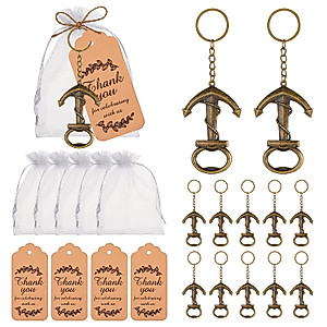 50pcs Anchor Keychain Bottle Opener Wedding Party Gift Decoration, Perfect for Birthday Party, Baby Shower Give Back Guest Gift, Nautical Themed Beer Opener Keychain