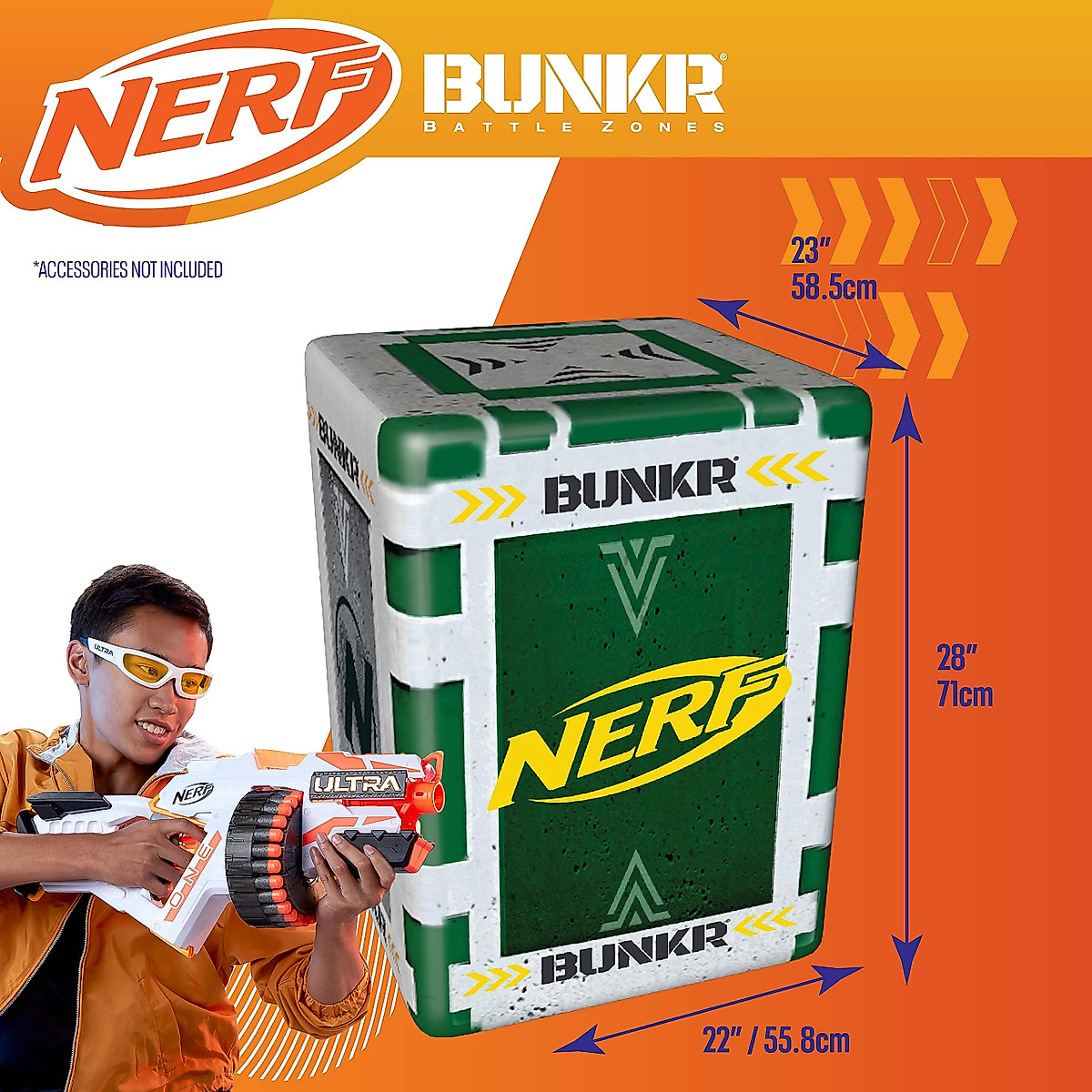 NERF BUNKR Officially Licensed Battle Royale Inflatable Bunker Battlezone - 5 Piece Barricade Set Crates Barrels