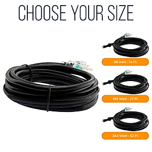 EconoHome Premium Heat Cable for Pipe Freeze Protection - Heating Tape with Built-in Thermostat - Constant Watt Anti-Freeze & UV-Proof Heated Cord - 120 VAC - Copper Nickel Wire Heater