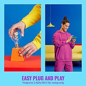 WiZ Color G25 Color Filament LED Smart Bulb - Pack of 1-300 Lumen - E26 Indoor - Connects to Your Existing Wi-Fi - Control with Voice or App + Activate with Motion - Matter Compatible