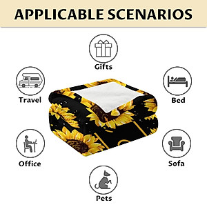 Personalized Sunflower Blanket with Name - Soft, Fuzzy & Warm - 40x30 Inches Small Blanket for Office, Chair - Yellow Cute Throw Blanket Gifts for Girls