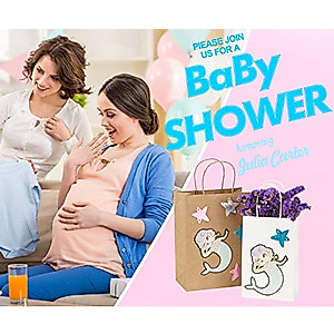 BagDream 25Pcs Paper Gift Bags 8x4.25x10.5 Kraft Paper Bags Gift Bags Shopping Bags Retail Merchandise Grocery Bags Sacks, White Paper Bags with Handles Bulk