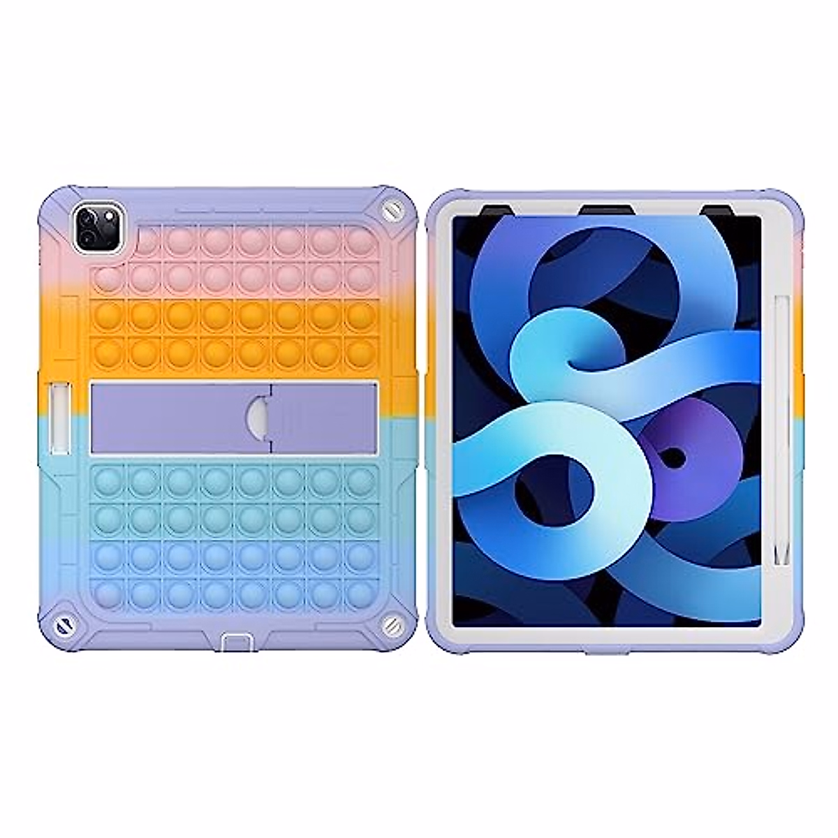 XZC iPad Pro 12.9 Case 2022/2021/2020/2018 Heavy Duty Shockproof Cover for iPad Pro 12.9 Inch 6th Generation 2022 / 5th Gen 2021 / 4th Gen 2020 / 3rd Gen 2018 (Rainbow 2)
