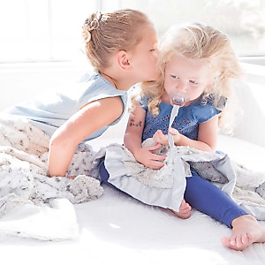 ZALA MOON Zalamoon Luxie Pocket Plush Baby Toddler Security Blanket with Pacifier Strap and Corner Pocket (Snow Leopard) - No More Lost Binkies