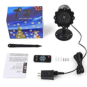 Christmas Projector Lights Outdoor, LED Christmas Snowflake Projector Lights Waterproof Snowflake Lights, Christmas Holiday Lights for Halloween Christmas New Year Party Decoration (Black)