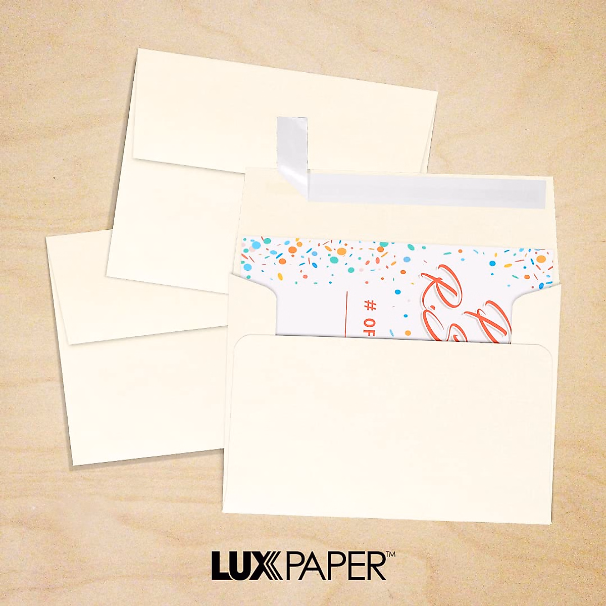 LUXPaper A2 Invitation Envelopes | Peel & Press | 4 3/8" x 5 3/4" | Champagne Metallic | 80lb. Text | 50 Qty