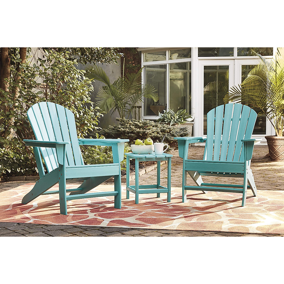 Signature Design by Ashley Sundown Treasure Outdoor Patio HDPE Weather Resistant End Table, Blue