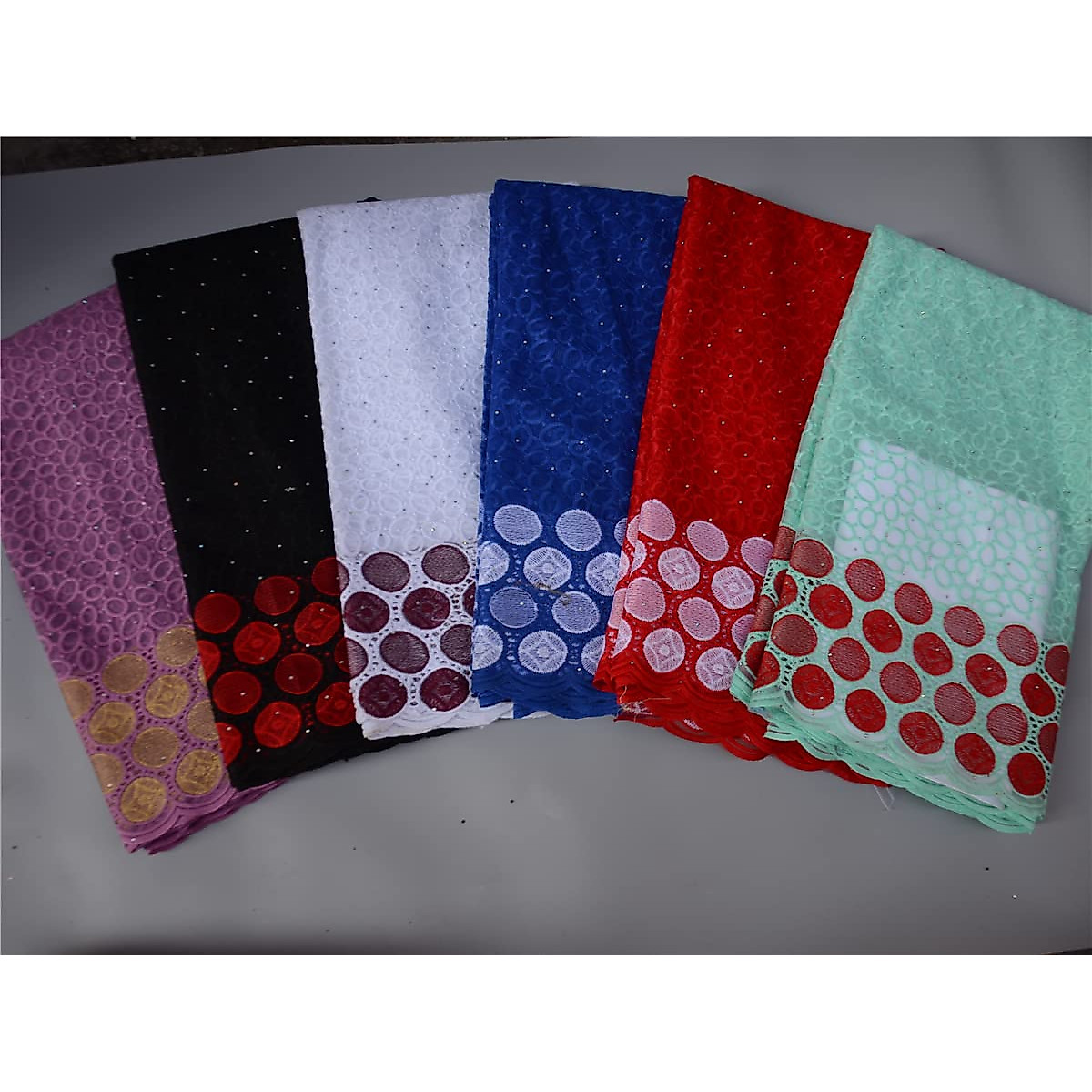 5 Yards African Lace Fabric 2023 Swiss Embroidery Lace Fabric with Stones Nigerian Women Wedding French Tulle Lace Material (Black&Red)