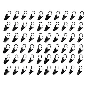 yueton 60pcs Black Metal Hook Clips Hanging Curtain Clip Hanger