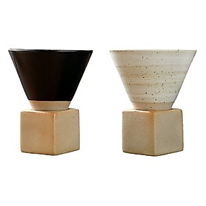 Coarse Pottery Espresso Cups with Base 6 OZ Handcrafted Creative Triangular Cone Shape Porcelain Mug Coffee Mugs for Cappuccino, Ceramic Tea Cup for Coffee Cappuccino Tea Latte Sake Milkshake Yogurt