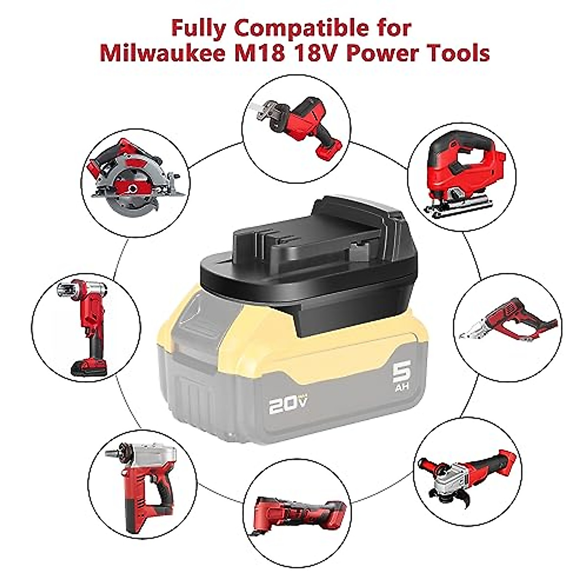 KUNLUN DL18ML Battery Converter for Dewalt to Milwaukee Battery Adapter, Convert for Dewalt 20V Battery to Milwaukee M18 18V Battery for Milwaukee Cordless Tools(Bare Adapter Only)