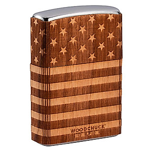 Zippo Woodchuck USA American Flag Wrap Pocket Lighter, Brown, One Size