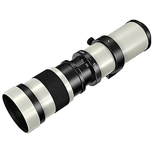Lightdow 420-800mm f/8.3 Manual Zoom Super Telephoto Lens + T Mount Ring for Nikon D3500 D5600 D7500 D500 D600 D700 D750 D800 D850 D3200 D3400 D5100 D5200 D5300 D7000 D7200 Camera (White Version)