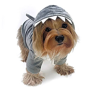Klippo Dog/Puppy Ultra Soft Shark Hoodie with Fin & Teeth - Shirt/Top/Hoodie/Costume/Shark (X-Small)